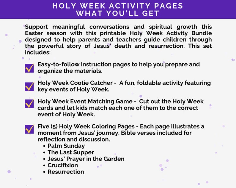 Printable Holy Week Activities for Kids: Cootie Catcher, Bible Story ...