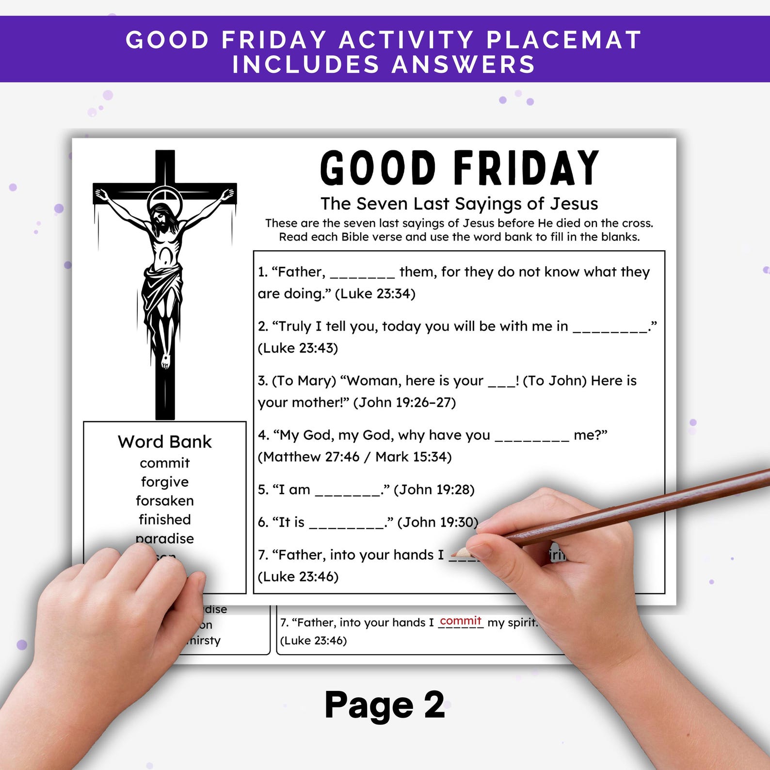Good Friday Activity Placemat for Kids, Printable Holy Week Lent ...