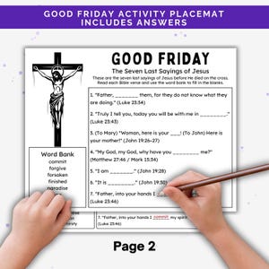 Good Friday Activity Placemat for Kids, Printable Holy Week Lent ...