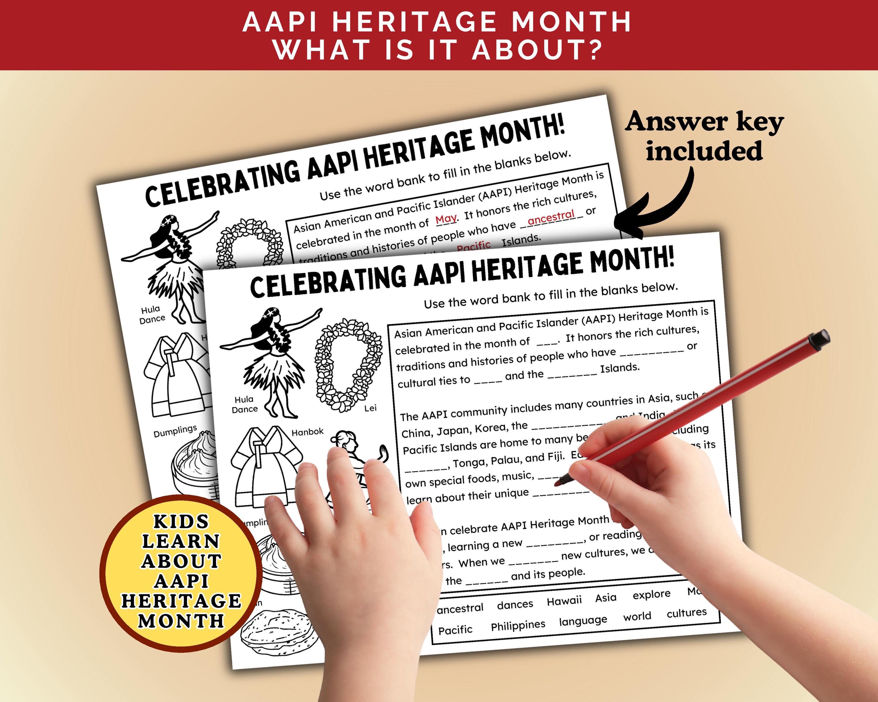 AAPI Heritage Month Printable Activity Placemat, Kids Educational ...