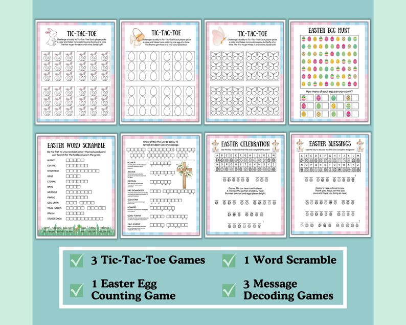 Easter Activity Bundle: Games, Puzzles, Coloring Pages (printable PDF ...