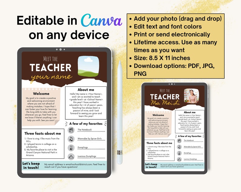 Editable Meet the Teacher Flyer Template, Back to School Get to Know ...