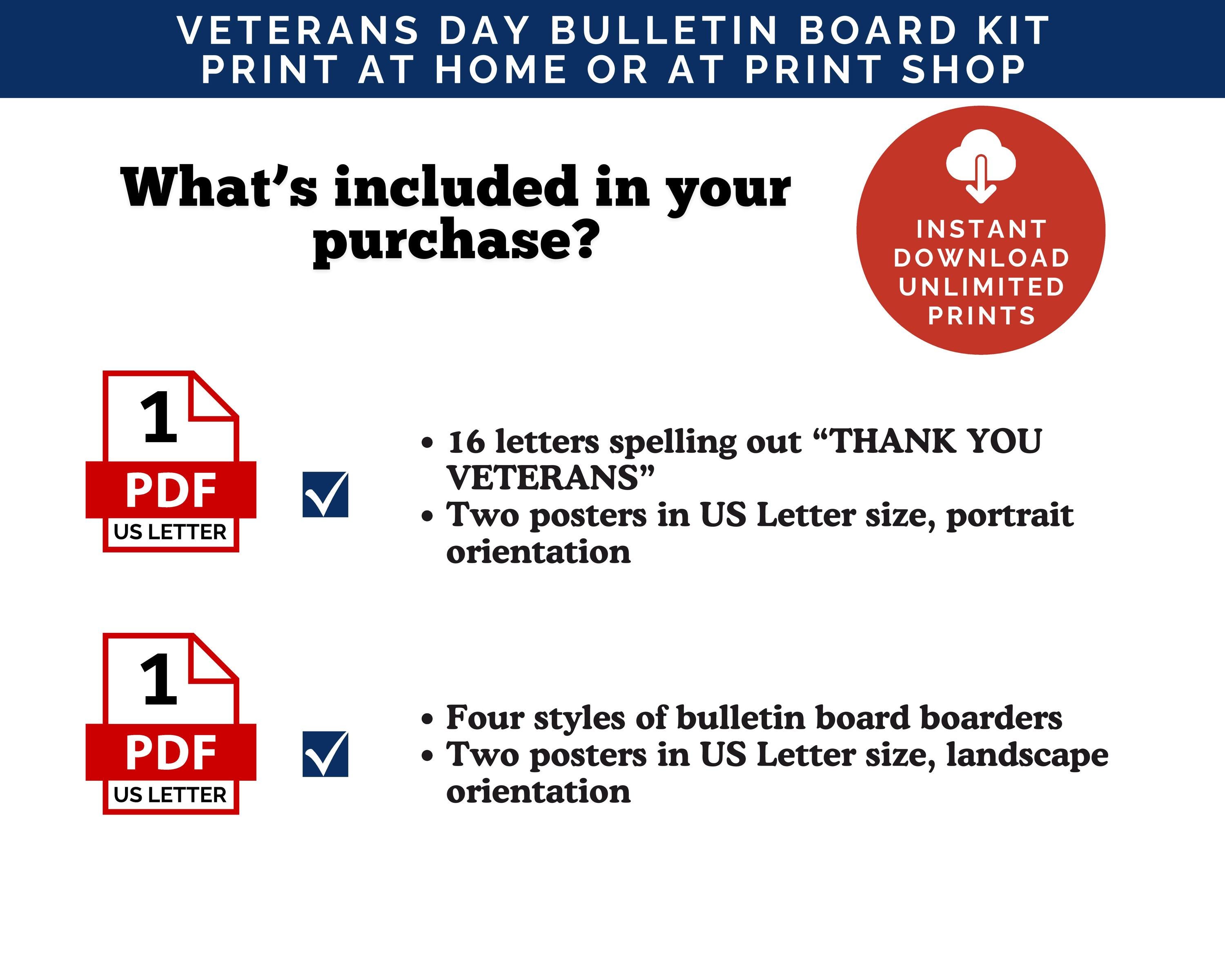 Printable Veterans Day Bulletin Board Kit, DIY Patriotic Bulletin Board ...