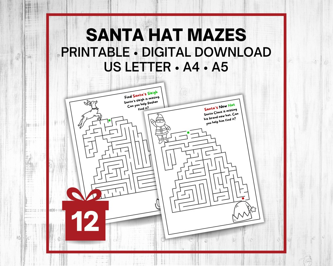 12 Santa Hat Printable Maze Printable Santa Hat Maze - Etsy Australia