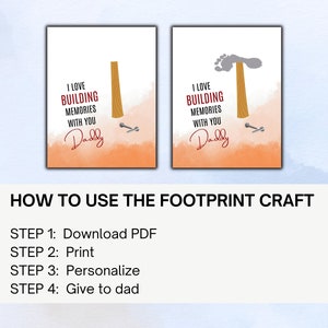 Hammer Footprint Art, Fathers Day Footprint, Printable Fathers Day Gift ...