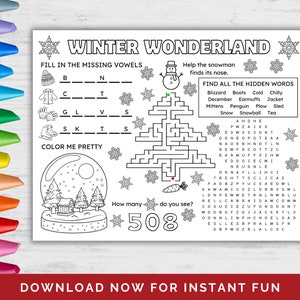 Printable Christmas Placemat for School, Home and Parties, Christmas ...