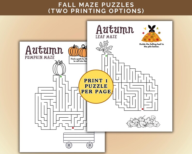 Printable Fall Mazes for Kids – Leaf & Pumpkin Maze Bundle | Kids ...
