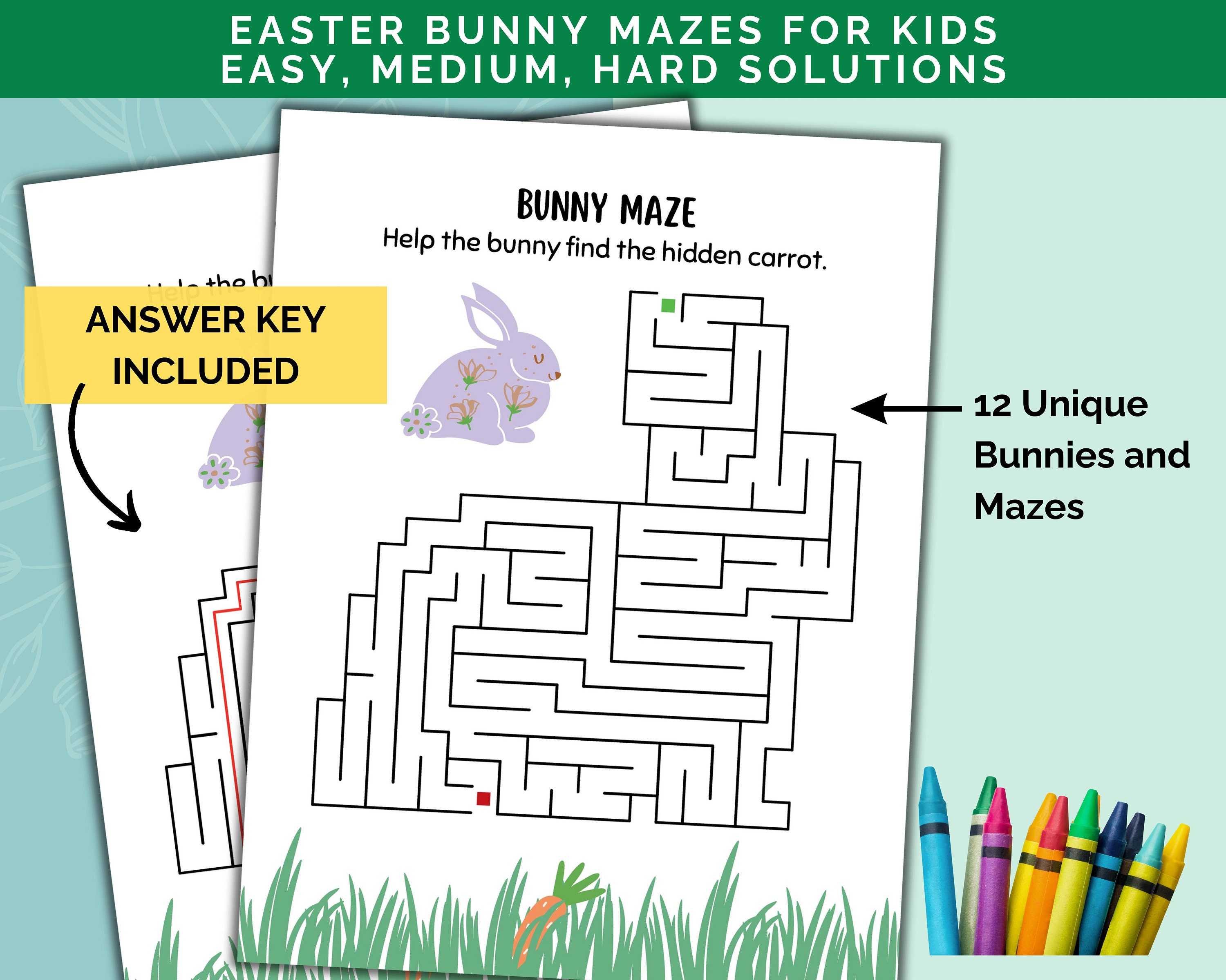 36 Unique Easter Mazes for Kids, Printable Easter Activity, Easter ...