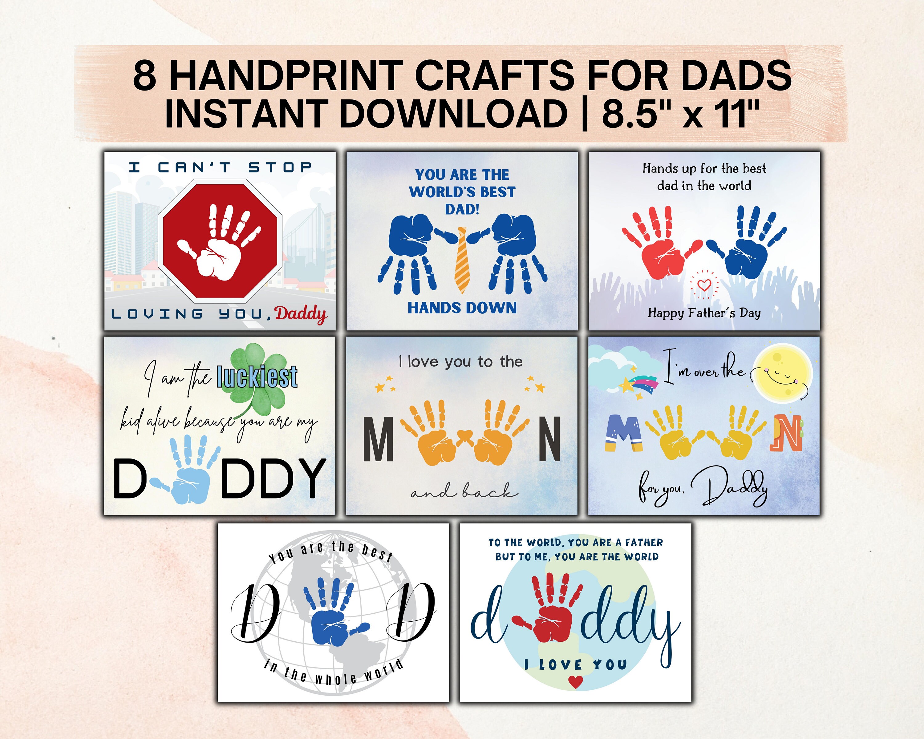 Fathers Day Handprint, Birthday Gift for Dad, Kids Handprint Printable ...