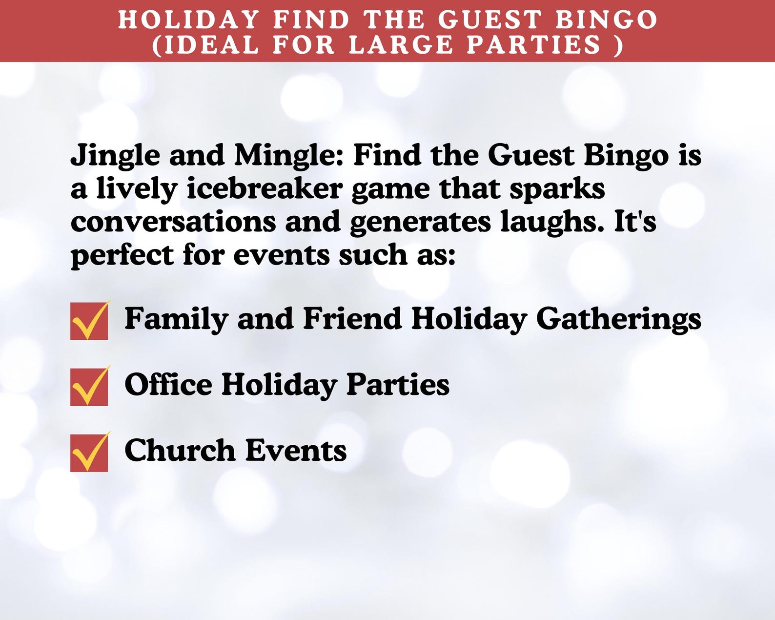 Find the Guest Bingo Christmas Printable, Icebreaker Game Jingle and ...