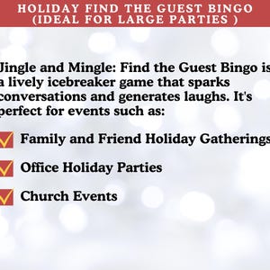 Find the Guest Bingo Christmas Printable, Icebreaker Game Jingle and ...