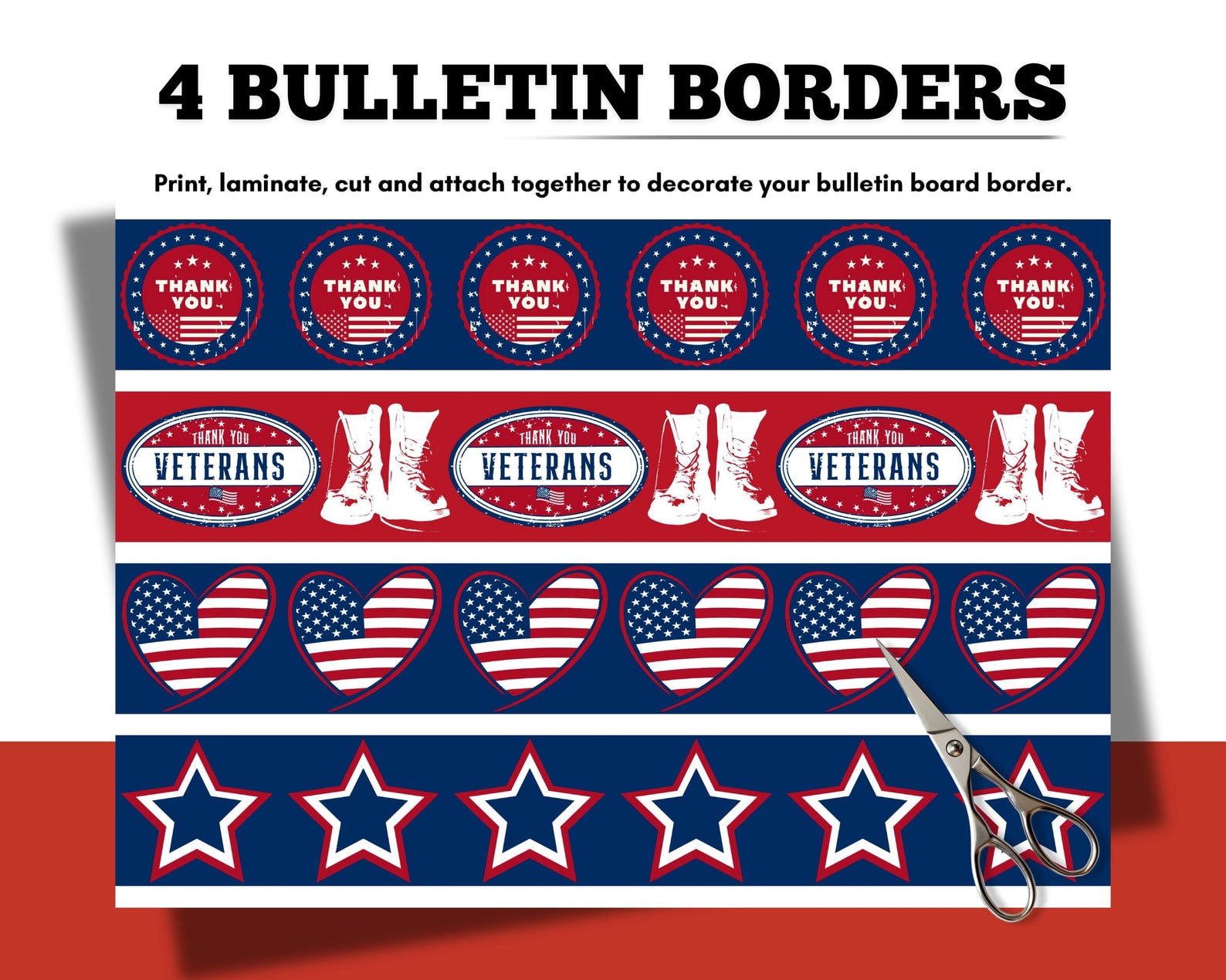 Printable Veterans Day Bulletin Board Kit, DIY Patriotic Bulletin Board ...
