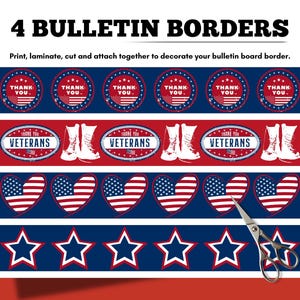 Printable Veterans Day Bulletin Board Kit, DIY Patriotic Bulletin Board ...