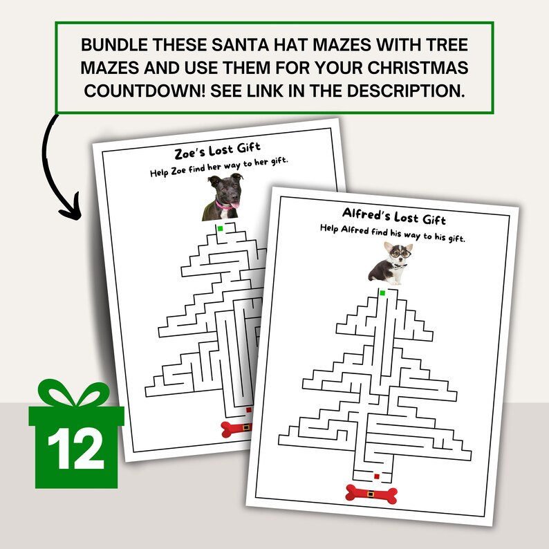 12 Santa Hat Printable Mazes, Printable Christmas Coloring Pages ...