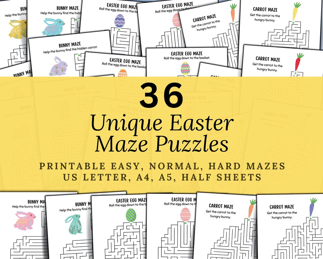 36 Unique Easter Mazes for Kids, Printable Easter Activity, Easter ...