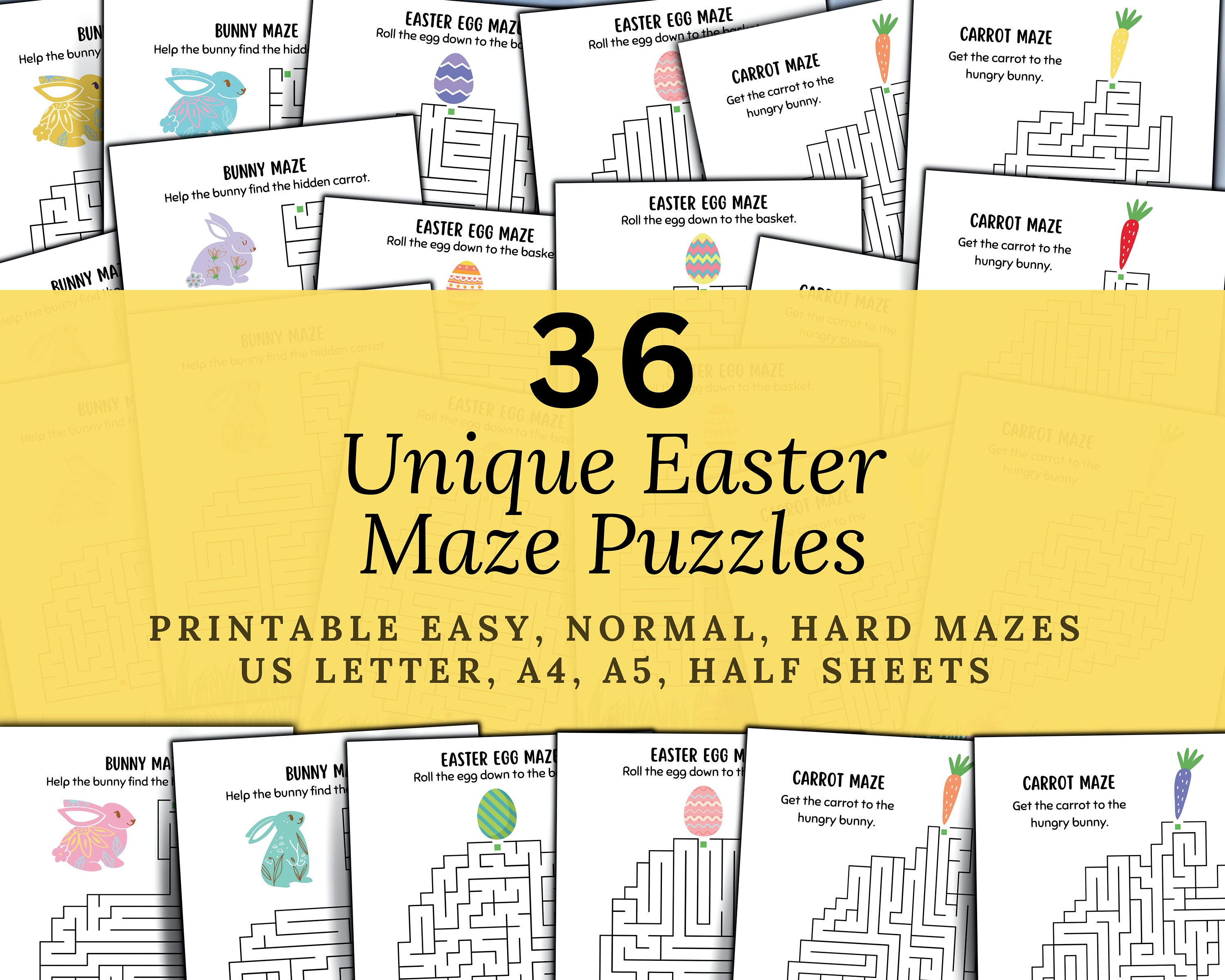 36 Unique Easter Mazes for Kids, Printable Easter Activity, Easter ...