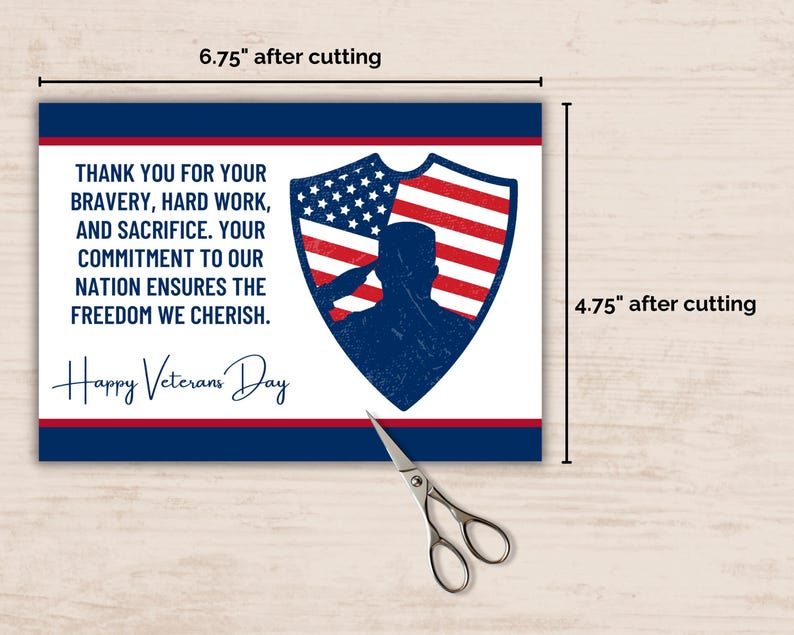 Happy Veterans Day Cards Printable, DIY Patriotic Veterans Day Postcard ...