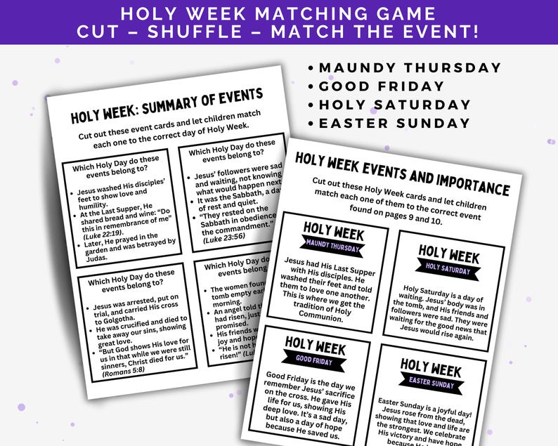 Printable Holy Week Activities for Kids: Cootie Catcher, Bible Story ...