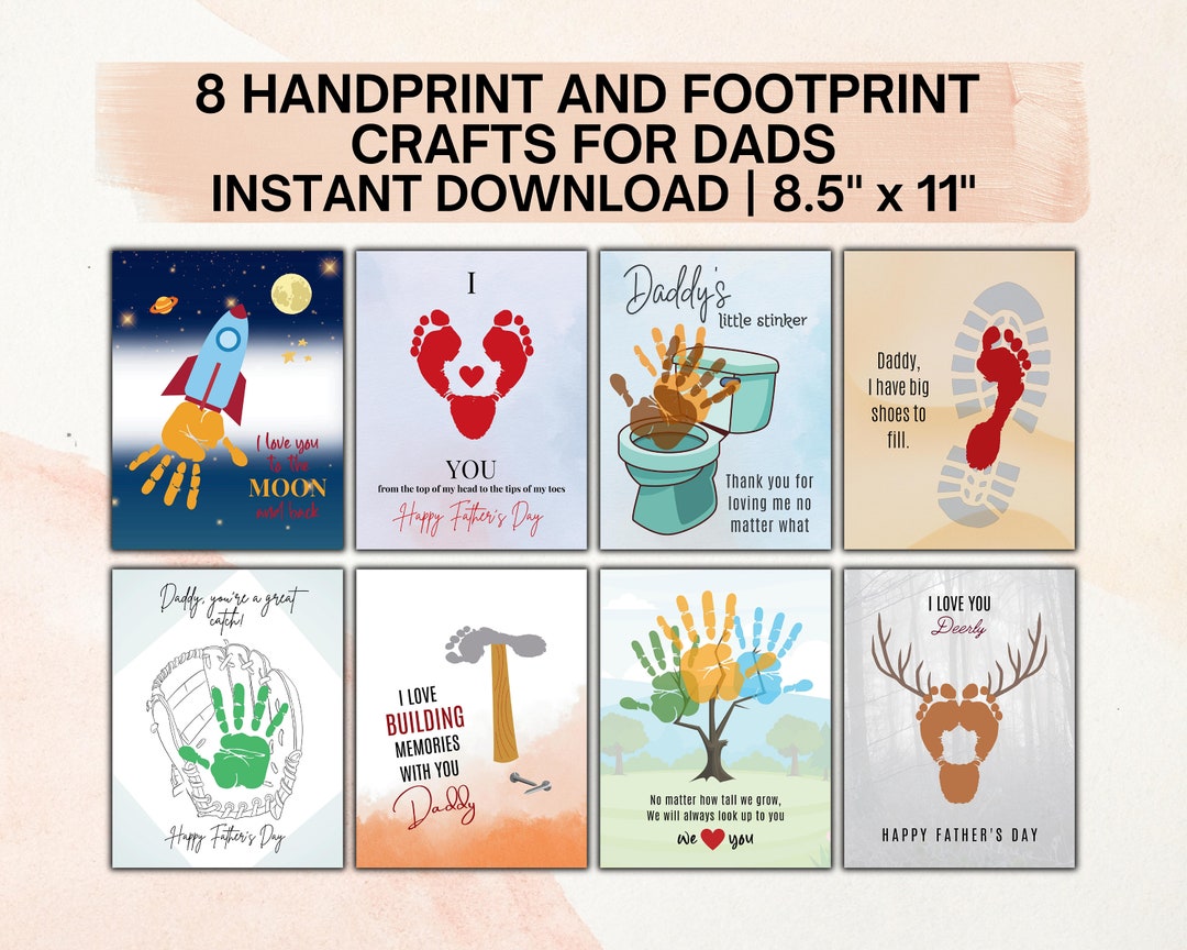 Fathers Day Handprint Art, Hammer Footprint, Printable Fathers Day Gift ...