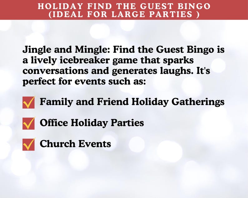 Find the Guest Bingo Christmas Printable, Icebreaker Game Jingle and ...