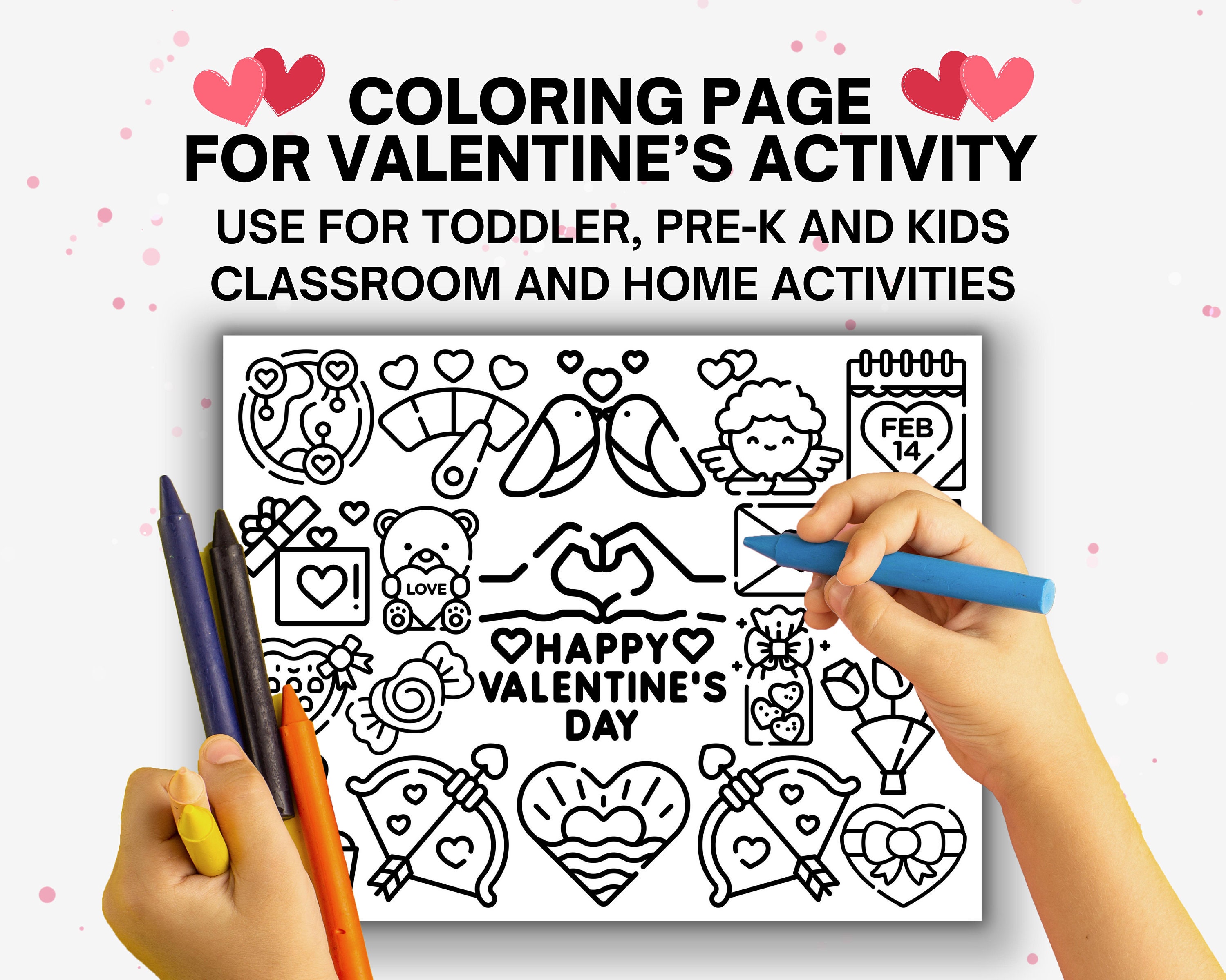 Valentine's Day Coloring Placemat, Printable Coloring Page for ...