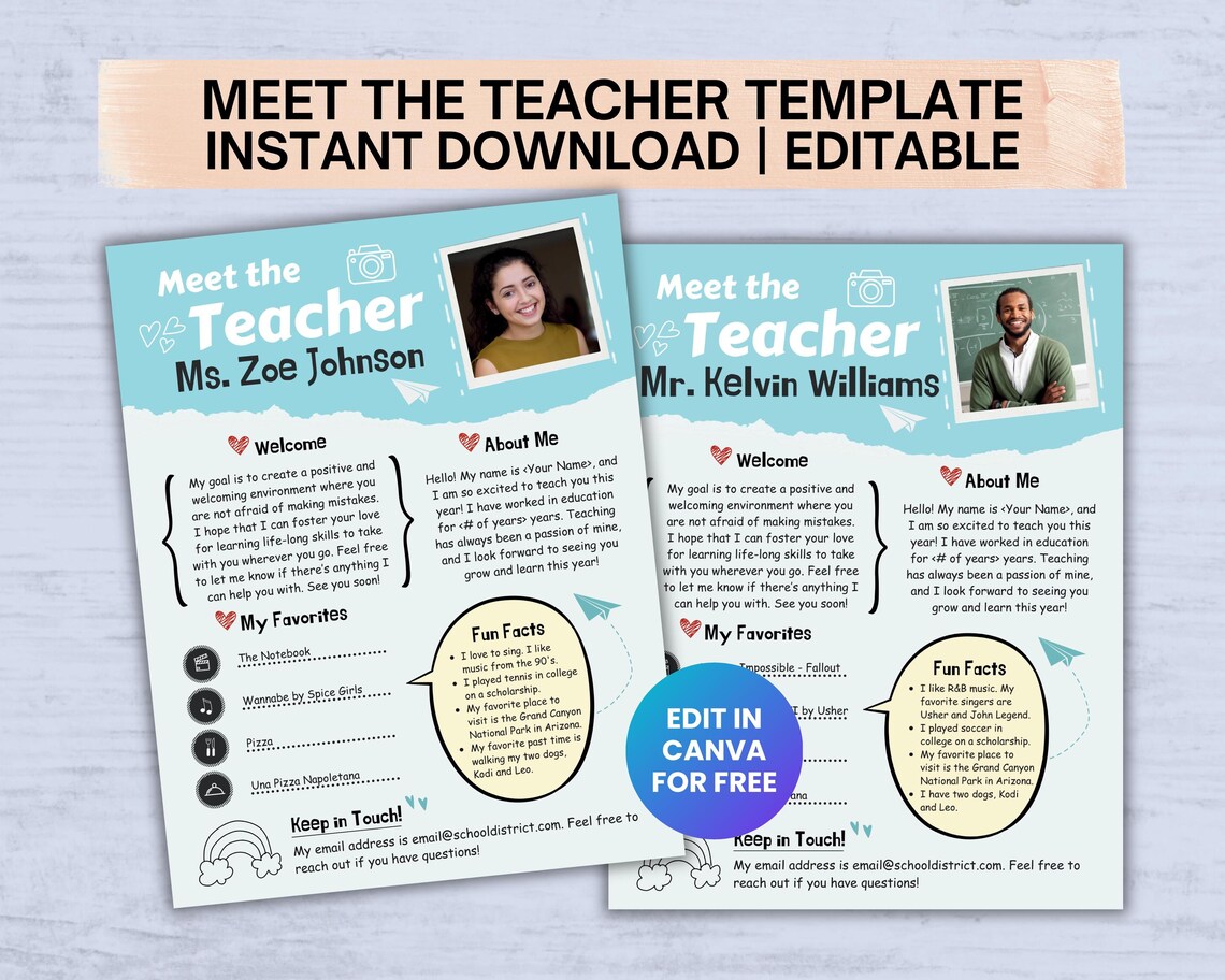 Editable Meet the Teacher Template, DIY Welcome Letter Get to Know ...