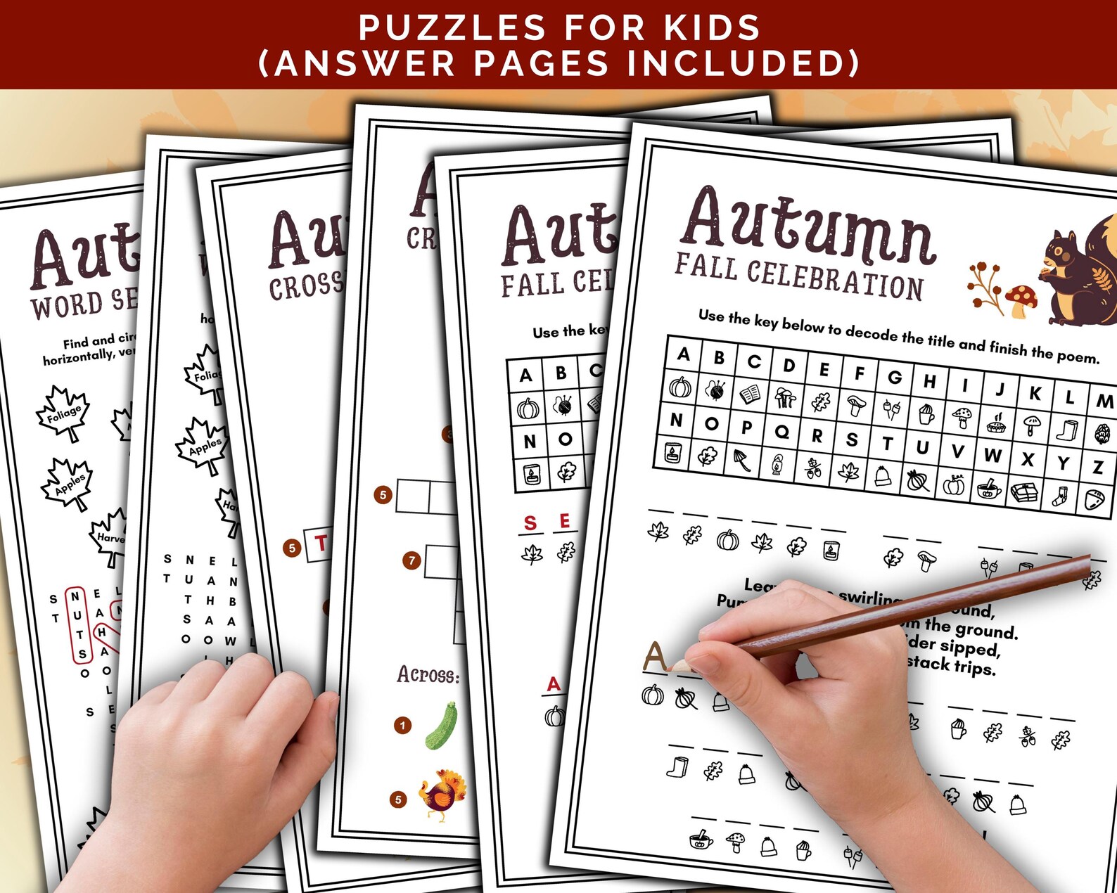 50 Fall Activity Sheets for Kids, Printable Activity Bundle, Fall ...