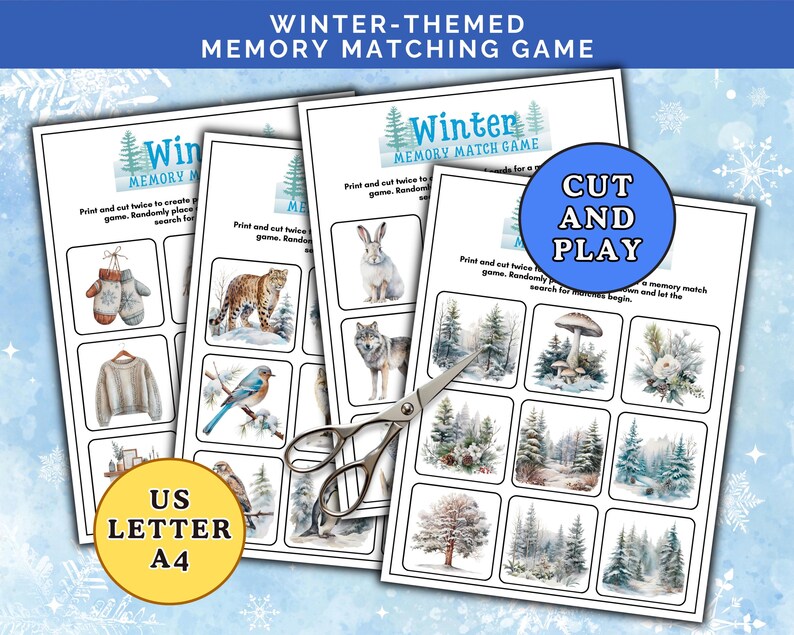 Winter Memory Match Game Printable | Winter-themed Matching Game for ...