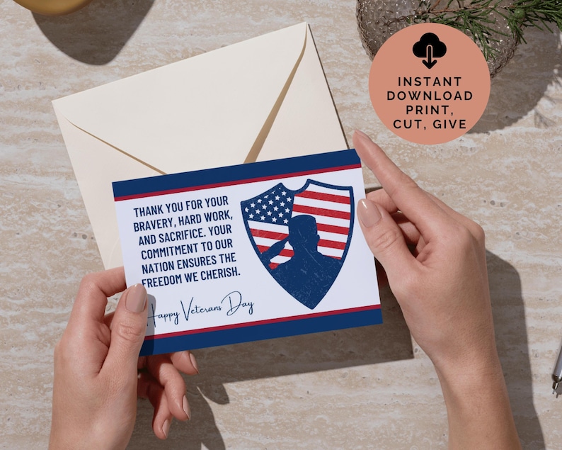 Happy Veterans Day Cards Printable, DIY Patriotic Veterans Day Postcard ...