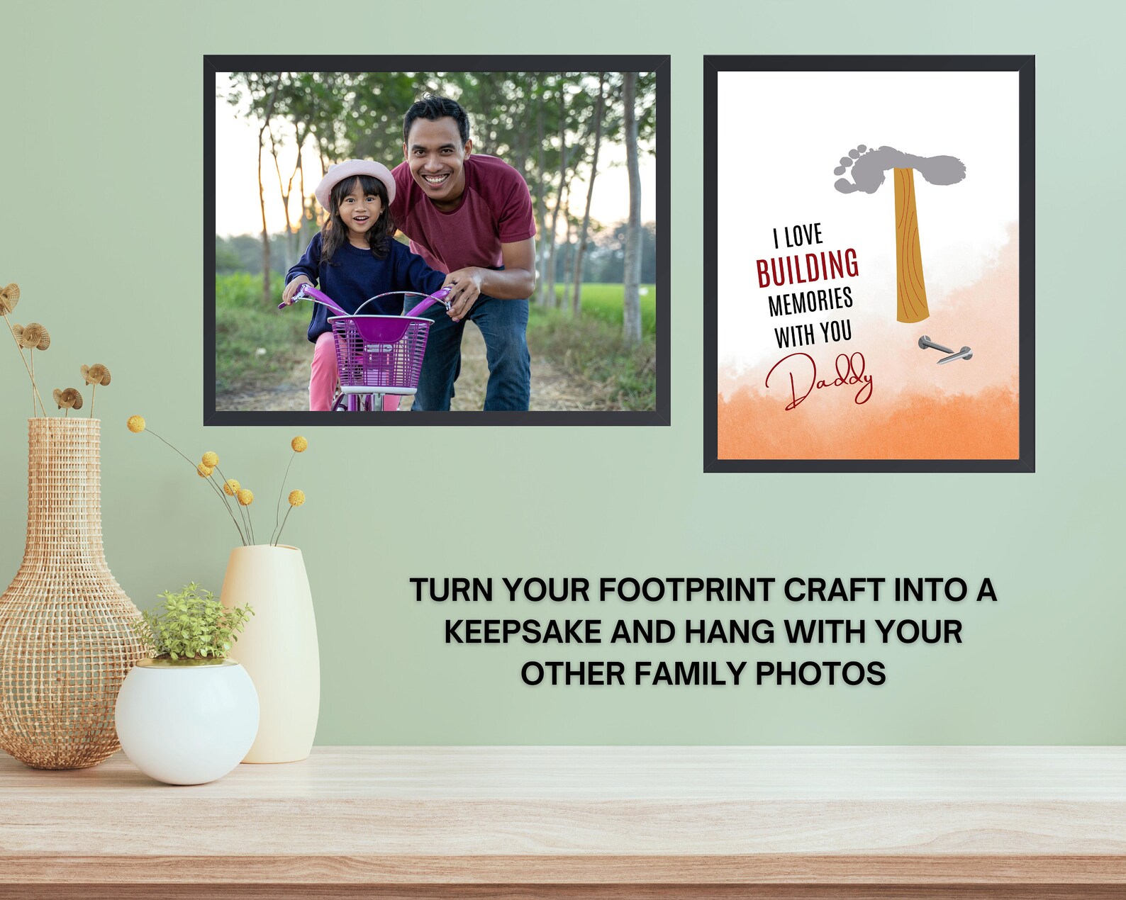 Hammer Footprint Art, Fathers Day Footprint, Printable Fathers Day Gift ...