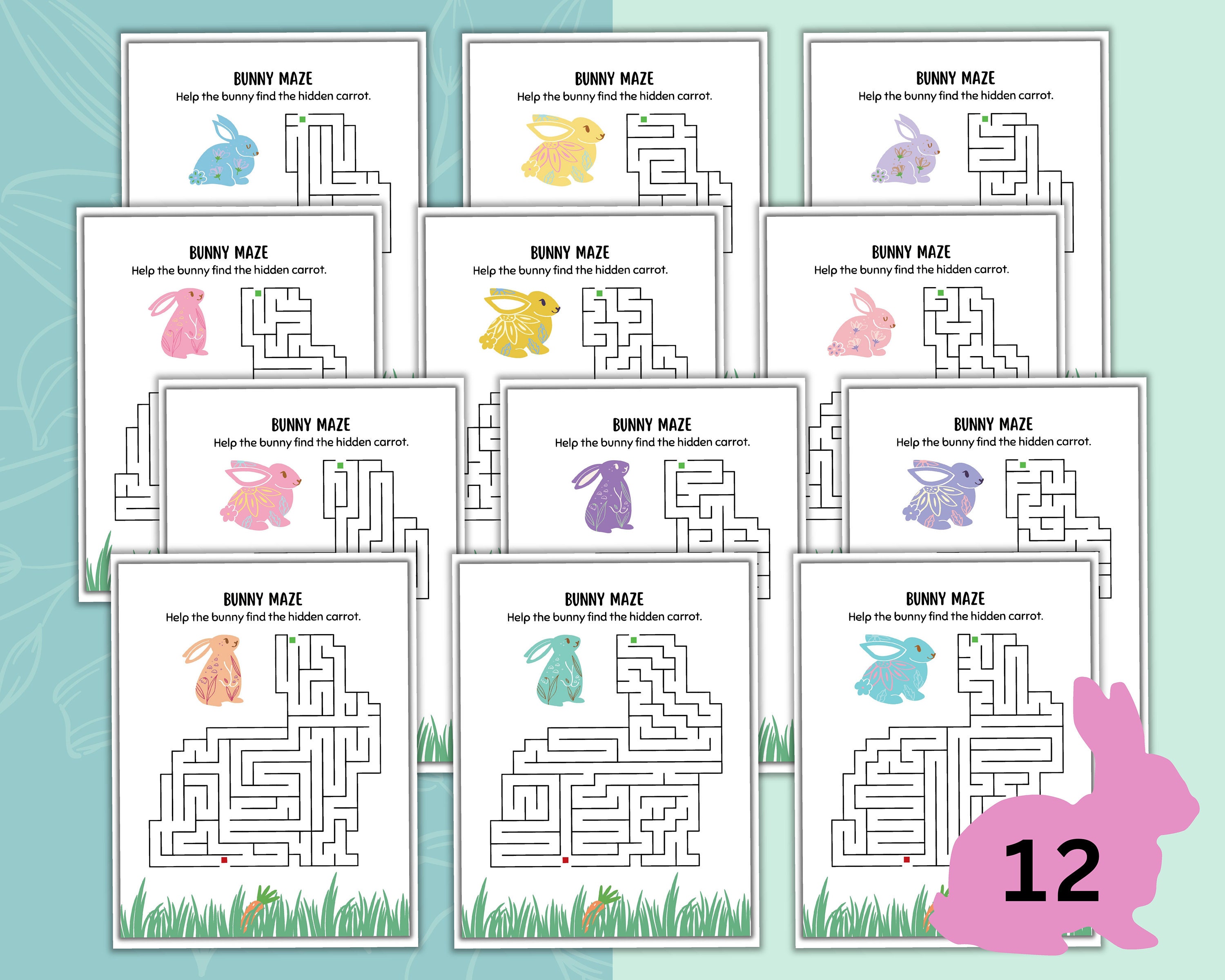 36 Unique Easter Mazes for Kids, Printable Easter Activity, Easter ...