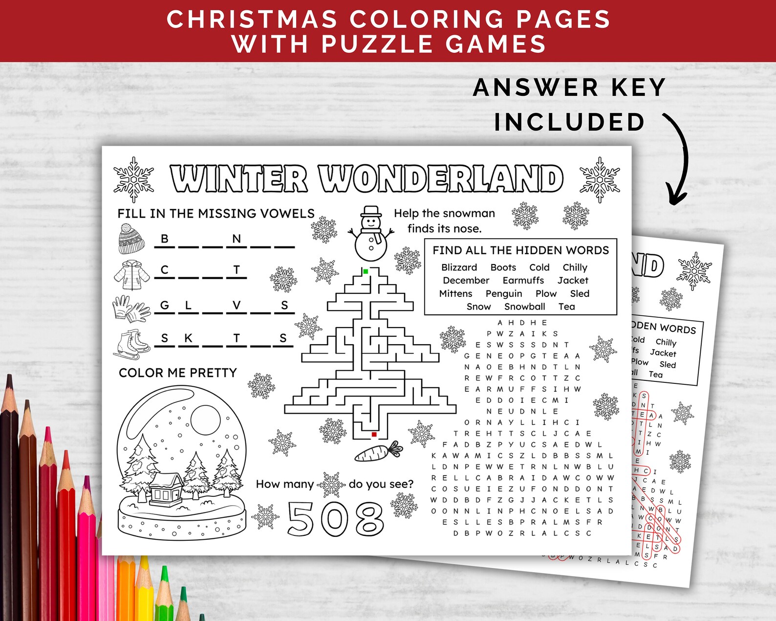 Printable Christmas Placemat for School, Home and Parties, Christmas ...