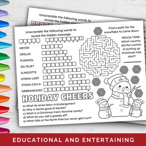 Printable Christmas Placemat for School, Home and Parties, Christmas ...