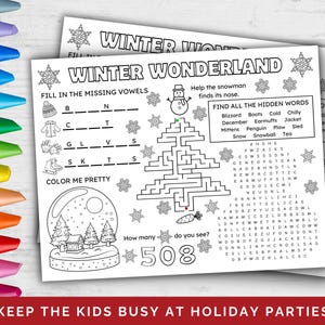 Printable Christmas Placemat for School, Home and Parties, Christmas ...
