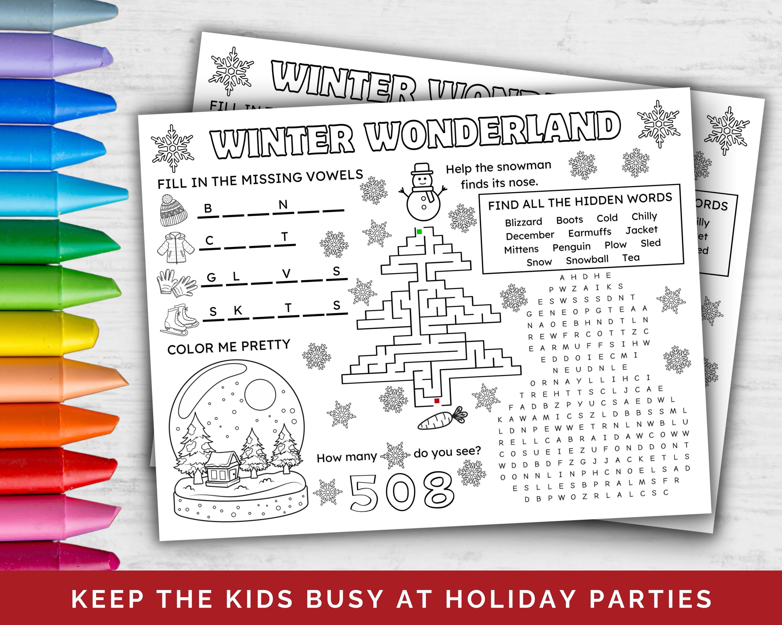 Printable Christmas Placemat for School, Home and Parties, Christmas ...