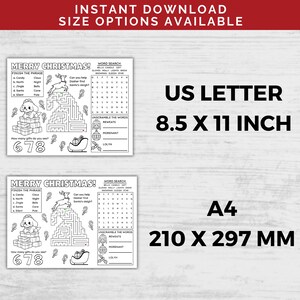 Printable Christmas Placemat for School, Home and Parties, Christmas ...