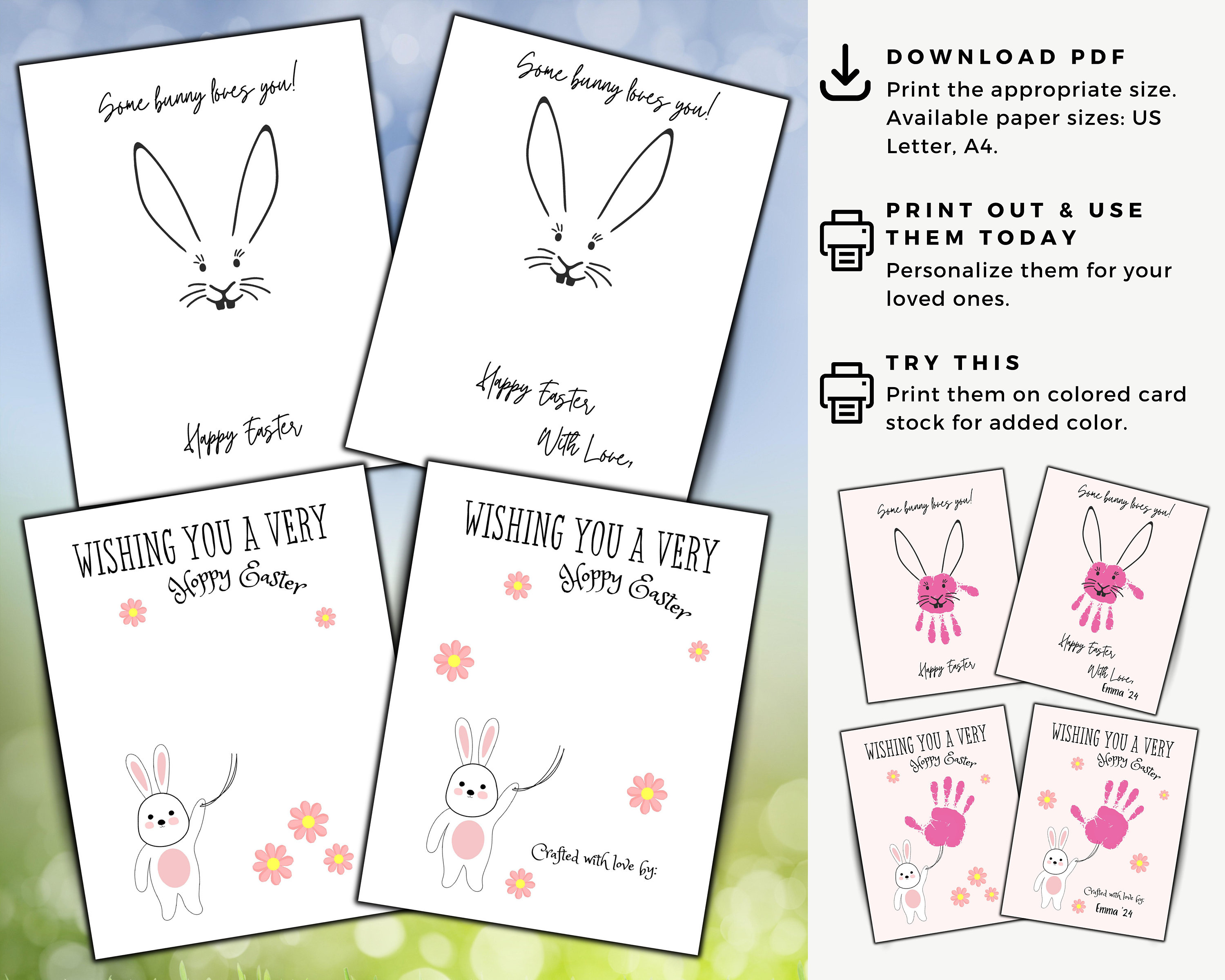 Easter Bunny Handprint Craft: DIY Kids Keepsake (PDF Download) - Etsy
