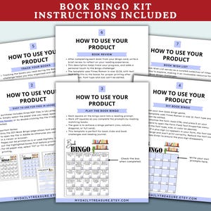 Printable Book Bingo Kit: Reading Challenge, Book Wishlist (digital ...