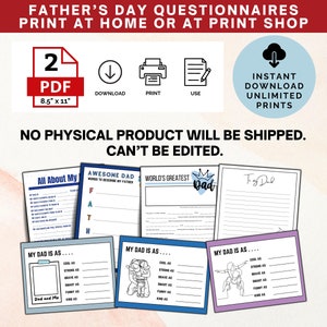 All About My Dad, Printable Daddy Craft, Father's Day Questionnaires ...
