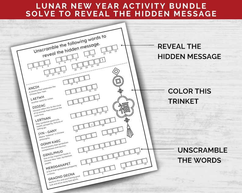 Lunar New Year Printable Activity Bundle, Chinese New Year Coloring ...