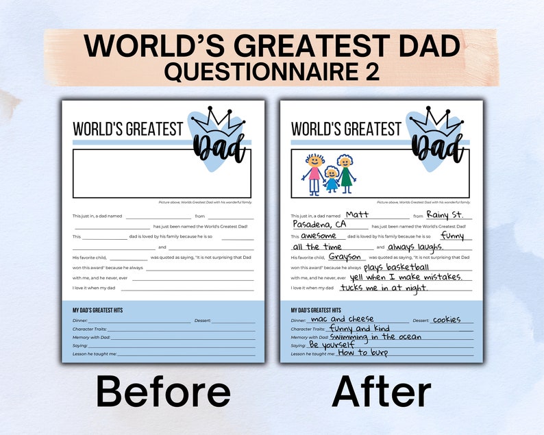 All About My Dad, Printable Daddy Craft, Father's Day Questionnaires ...