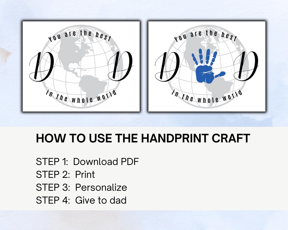 Fathers Day Handprint, Birthday Gift for Dad, Kids Handprint Printable ...