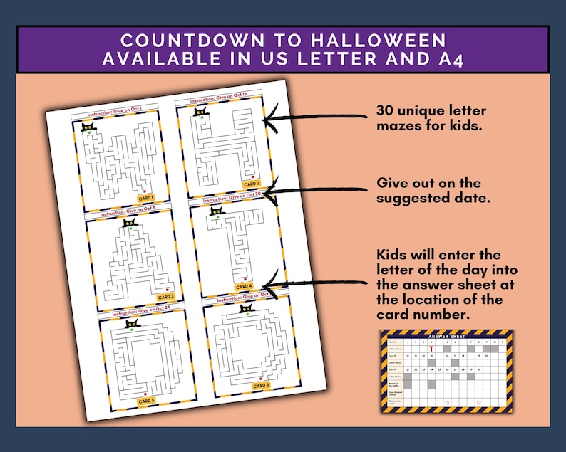Unique Halloween Countdown Activity for Kids 6-8, Printable Kids ...