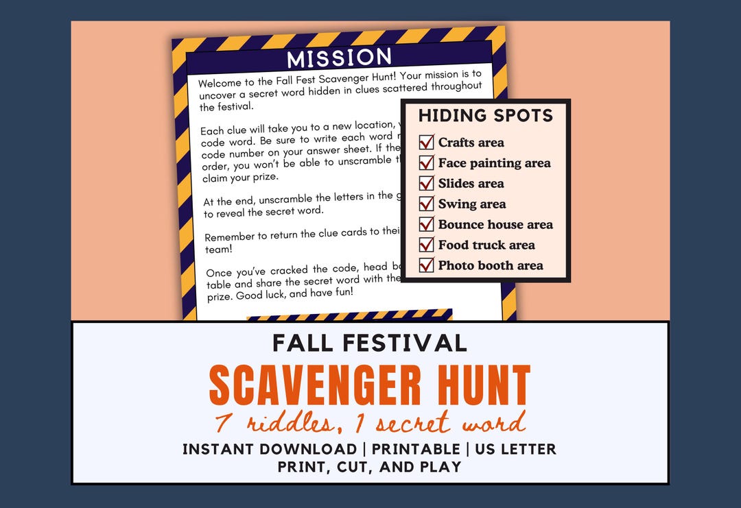 Outdoor Fall Scavenger Hunt Printable, School Fall Festival Game ...