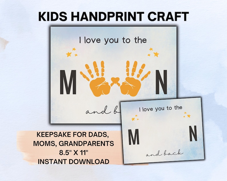Kids Handprint Art Printable, Fathers Day Handprint, Mothers Day ...