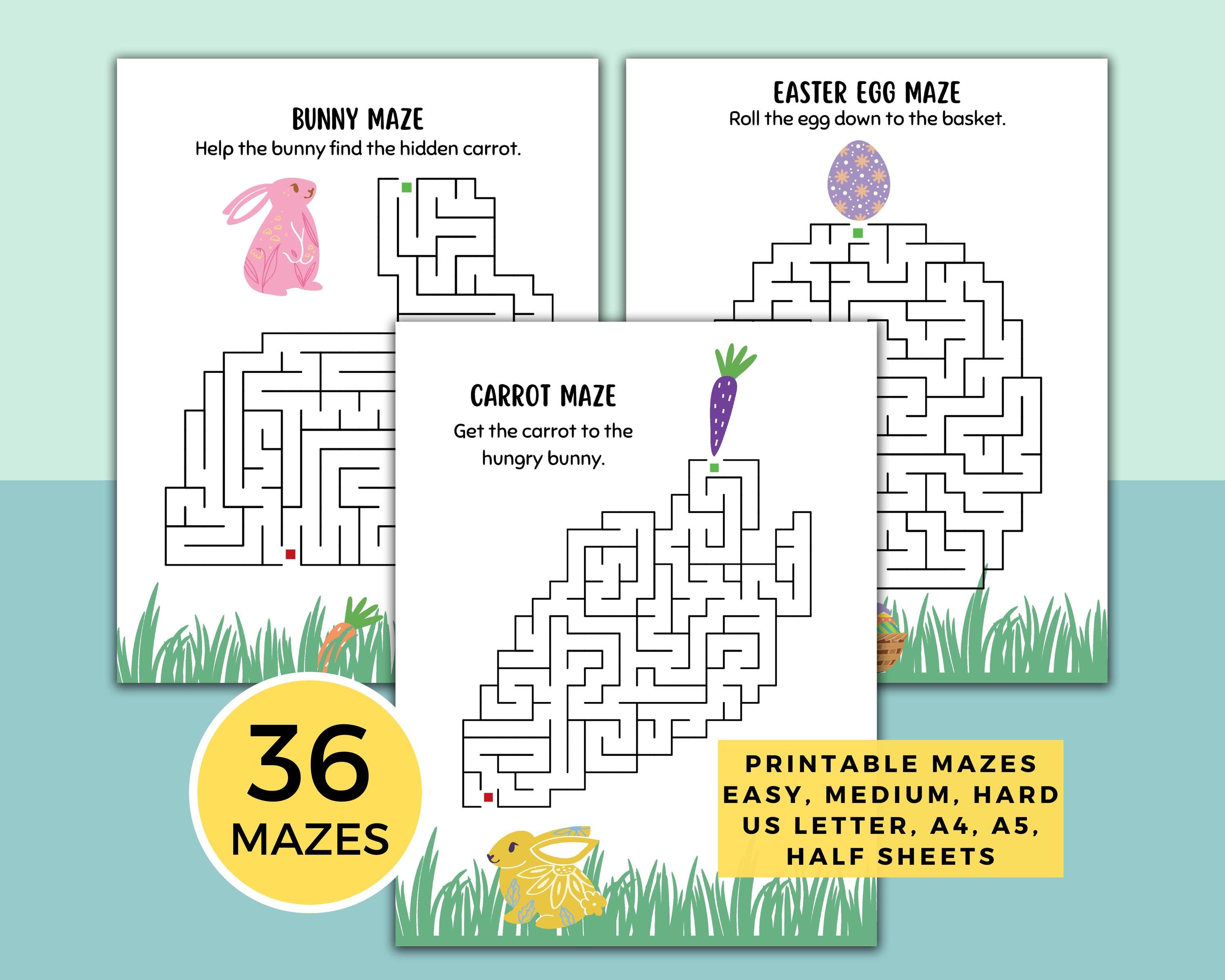 36 Unique Easter Mazes for Kids, Printable Easter Activity, Easter ...