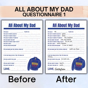 All About My Dad, Printable Daddy Craft, Father's Day Questionnaires ...