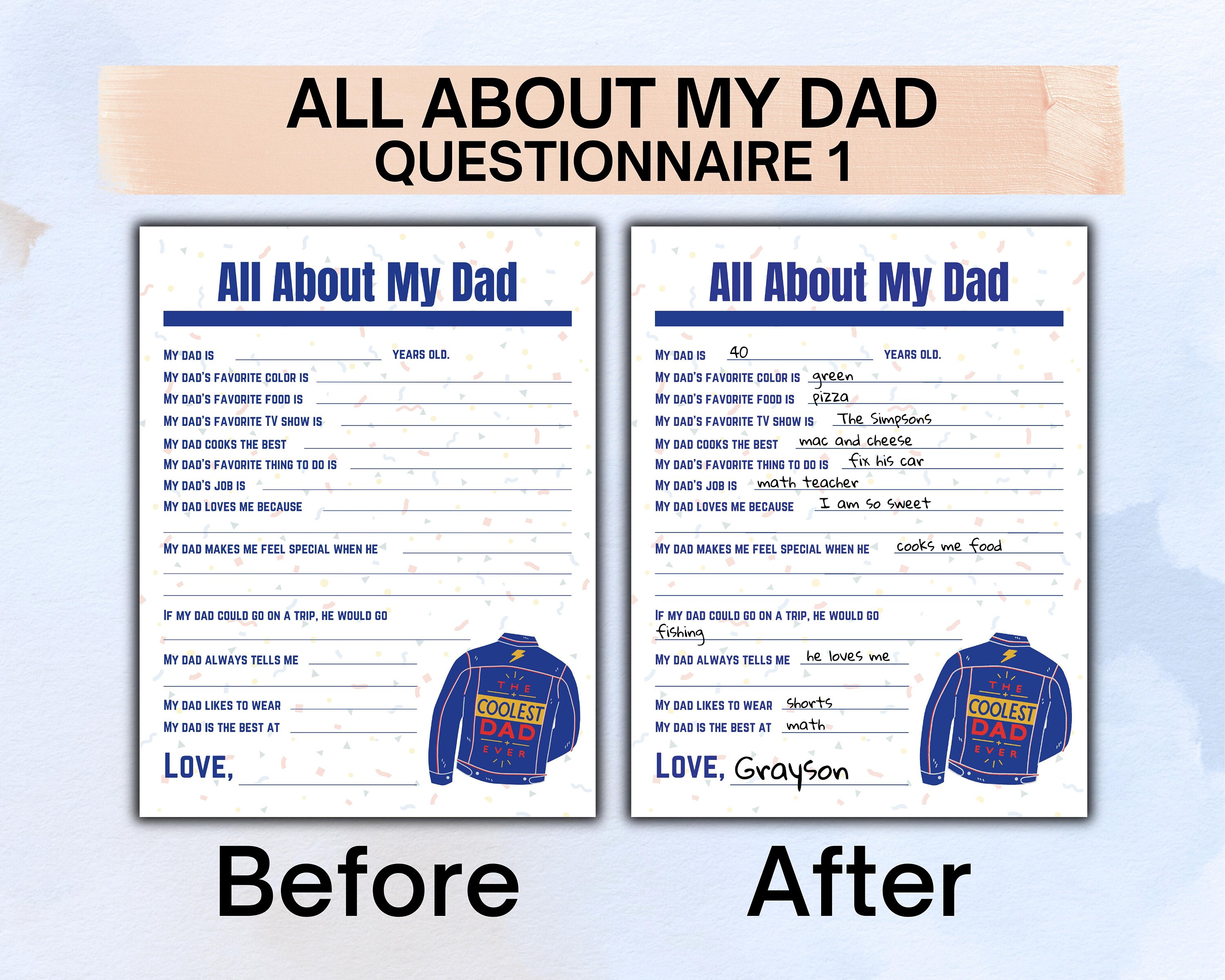 All About My Dad, Printable Daddy Craft, Father's Day Questionnaires ...