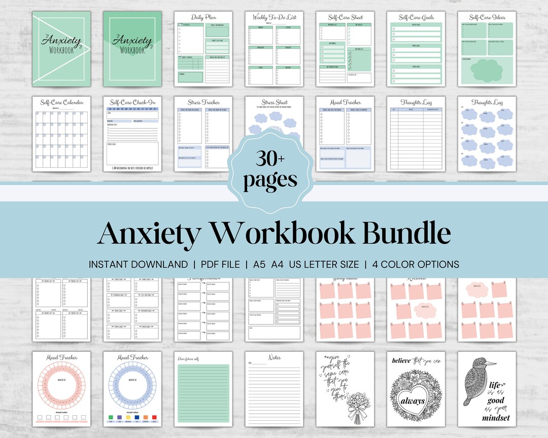 Printable Anxiety Workbook, ADHD Anxiety Worksheets, Stress Management ...