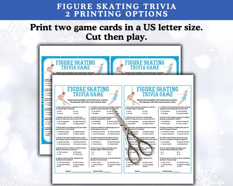 Figure Skating Trivia Game | Printable Activity for Classroom, Family ...